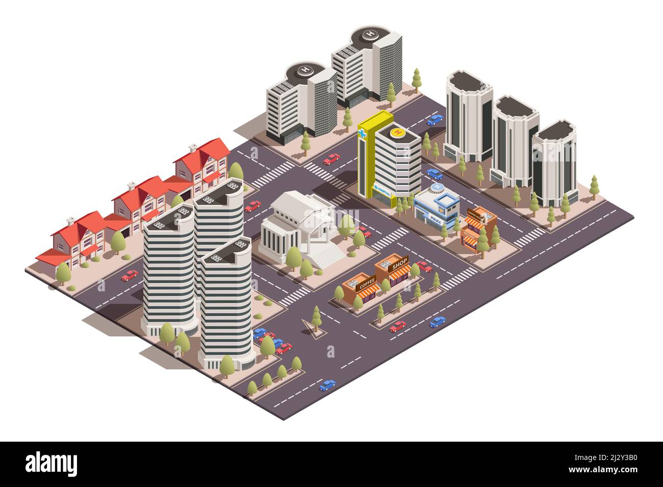 Isometric View Residential House On High Resolution Stock Photography ...