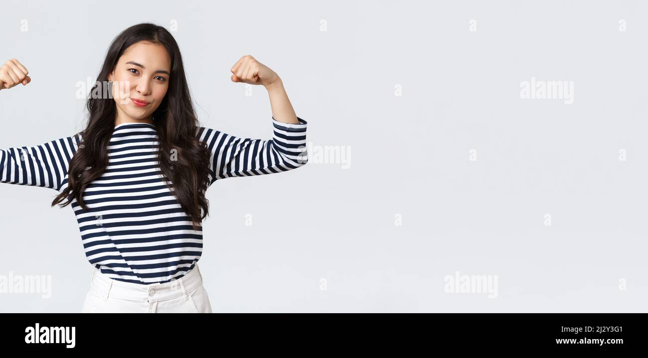 Lifestyle, people emotions and casual concept. Strong and confident ...