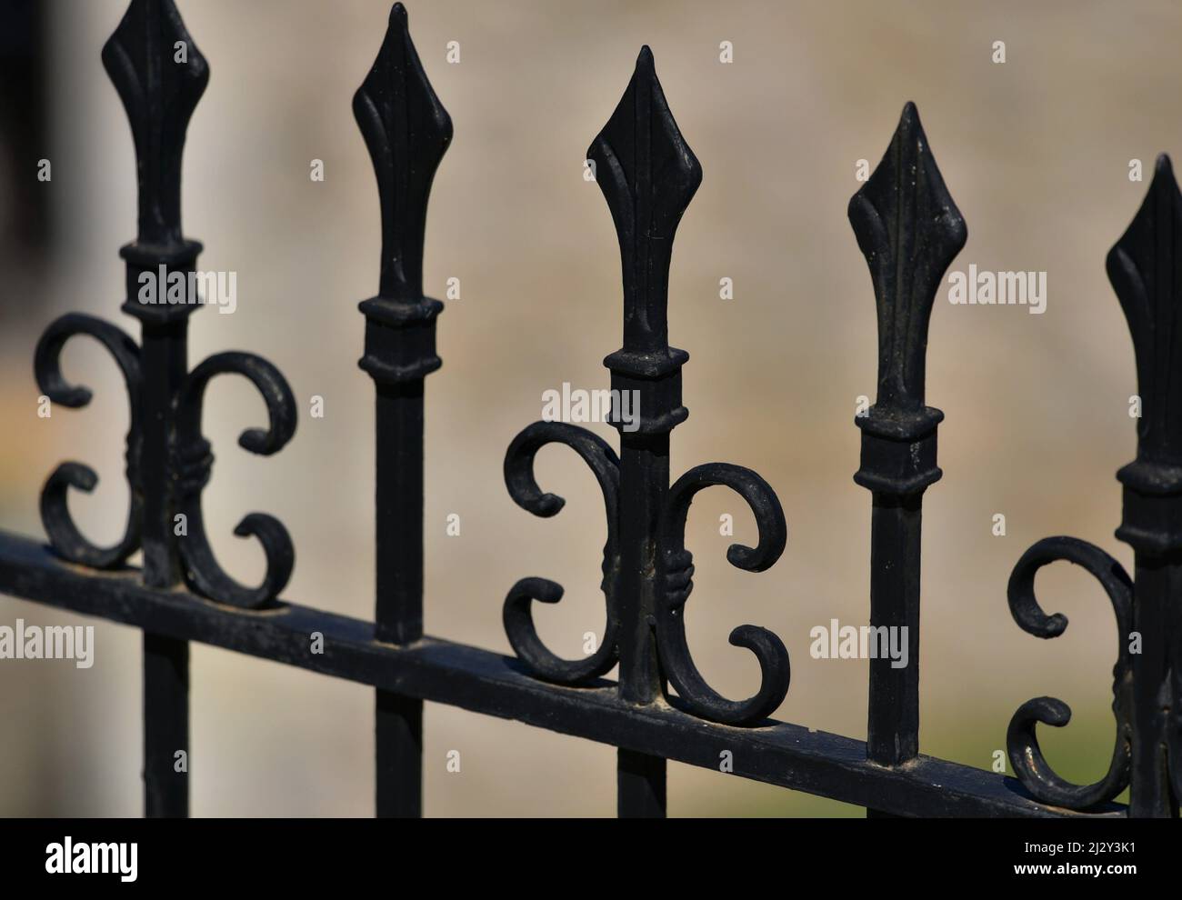 Old traditional rural house handcrafted wrought iron balcony railing in ...