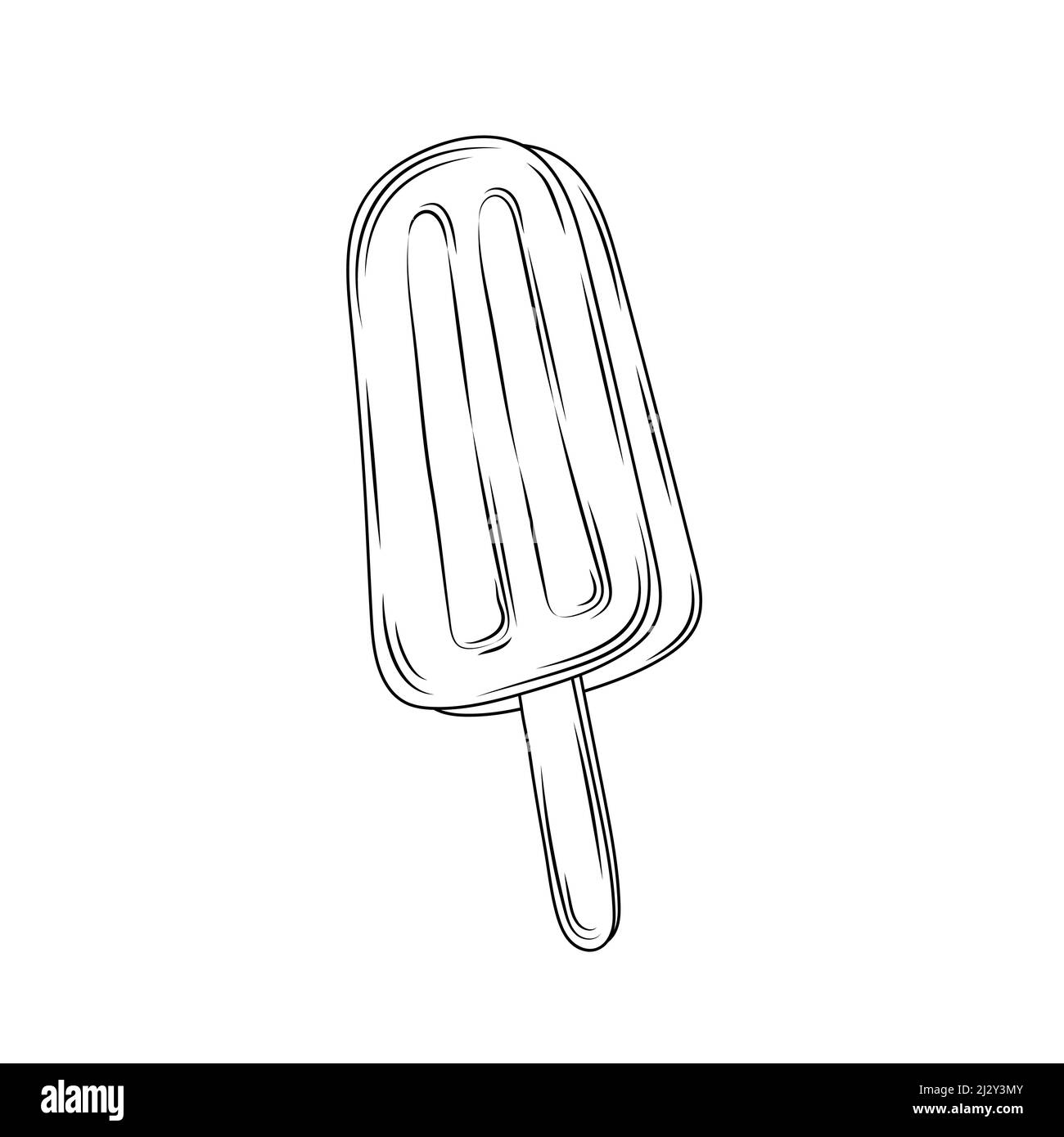 ice cream bar on a stick. Vector hand drawn illustration in vintage ...