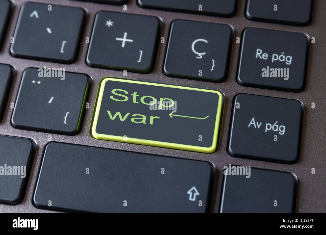 stop war text on the enter key of a computer keyboard Stock Photo - Alamy