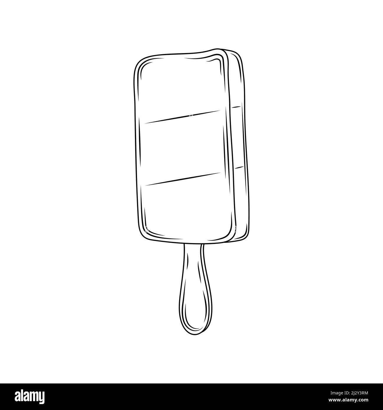 ice cream bar on a stick. Vector hand drawn illustration in vintage ...
