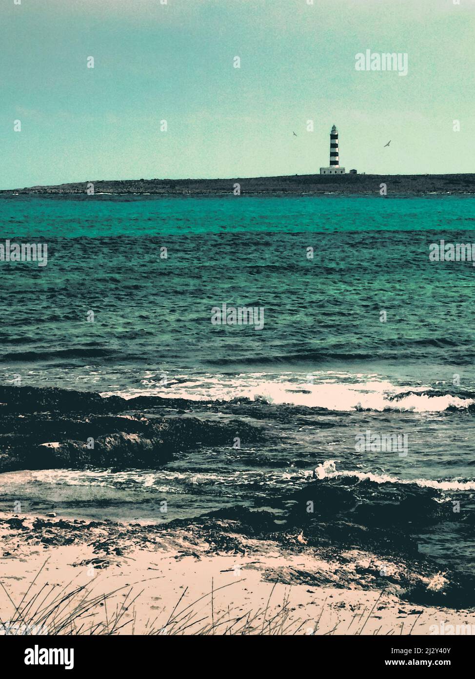 Digital painting of lighthouse situated off the south east coast of ...
