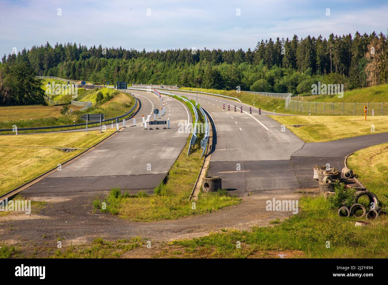 German autobahn, exit and end of autobahn, missing gap closure of the ...