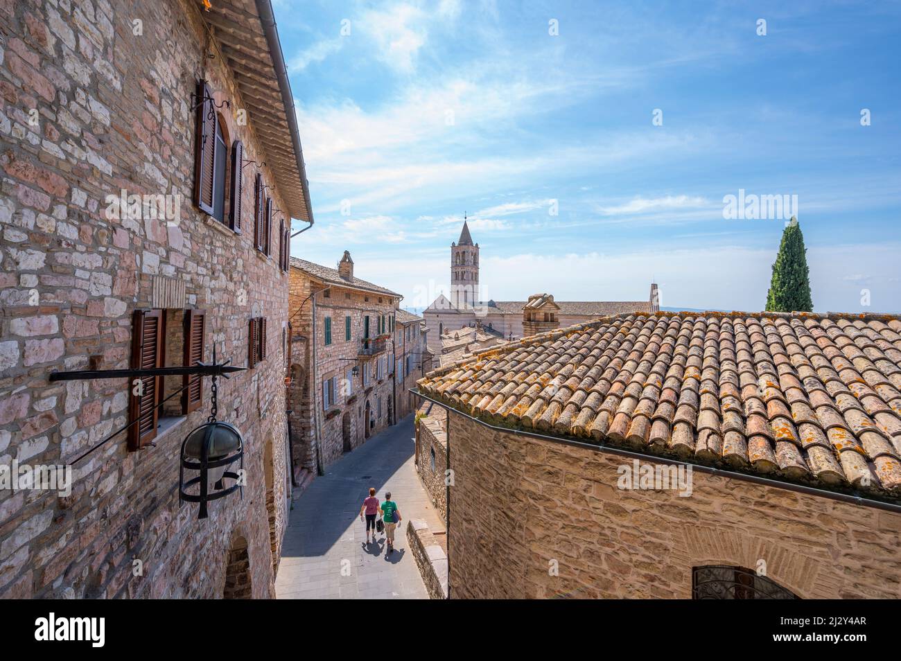 View to the Basilica di San Chiara in Assisi, Perugia Province, Umbria ...