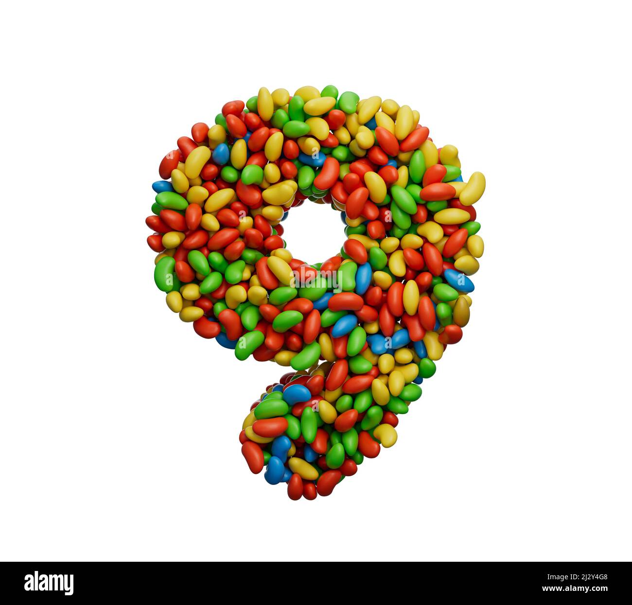 The Digit 9 Colorful Jelly Beans Number 9 Rainbow Colourful candies ...