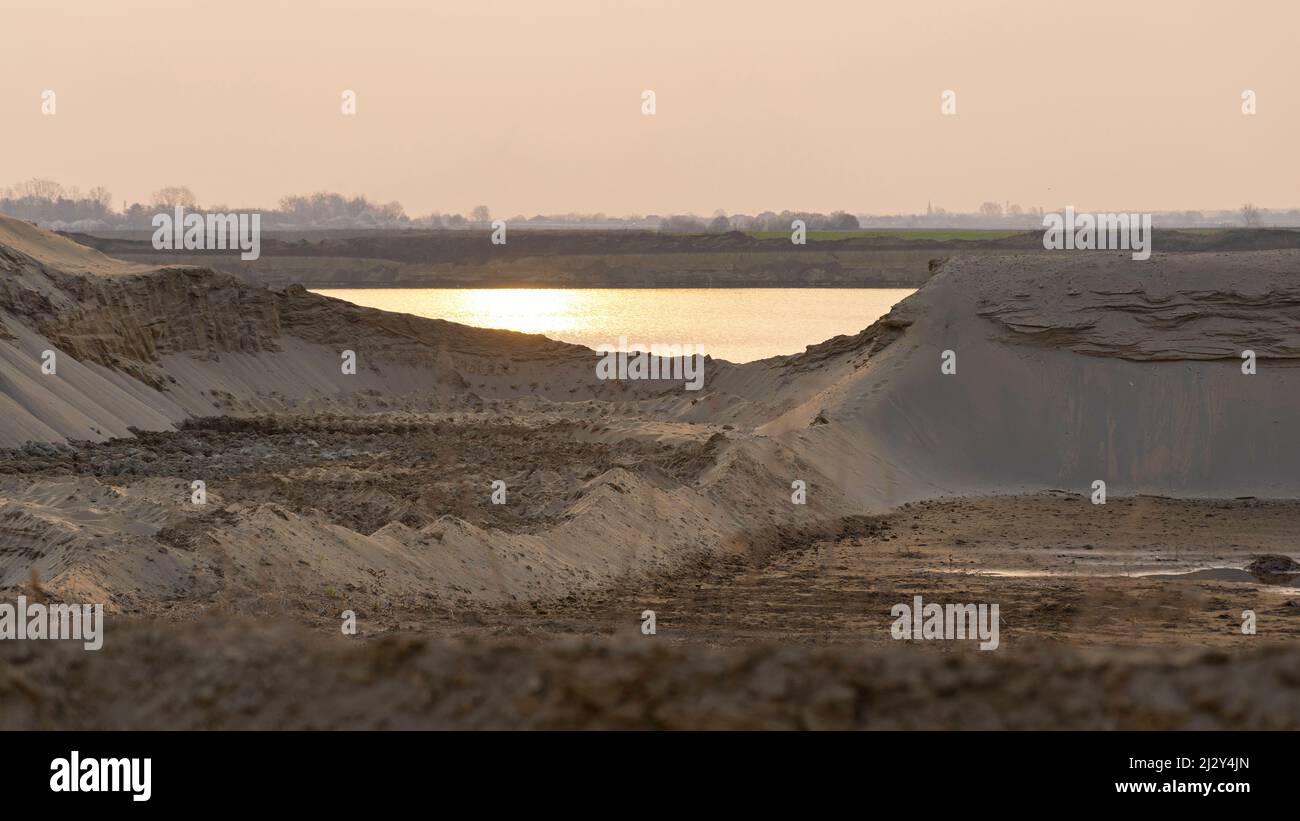 Big Operation Riverbed Sand Mining Excavation Lake Stock Photo - Alamy