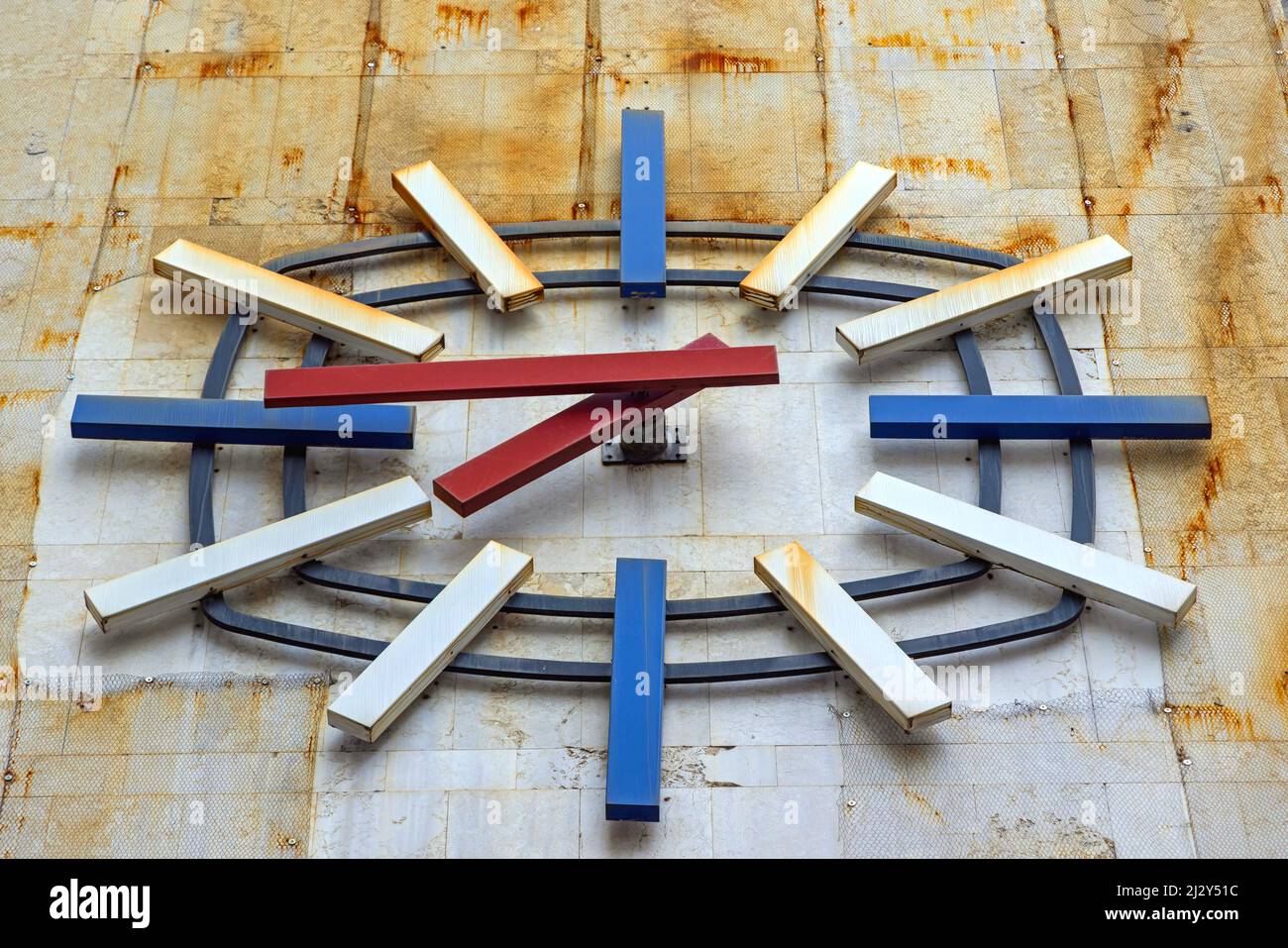 Retro Style Weathered Big Public Clock at Rusty Wall Stock Photo - Alamy
