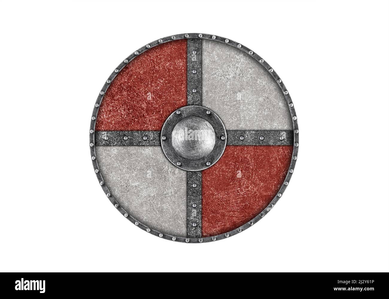 Old metal round shield isolated on white background Stock Photo - Alamy