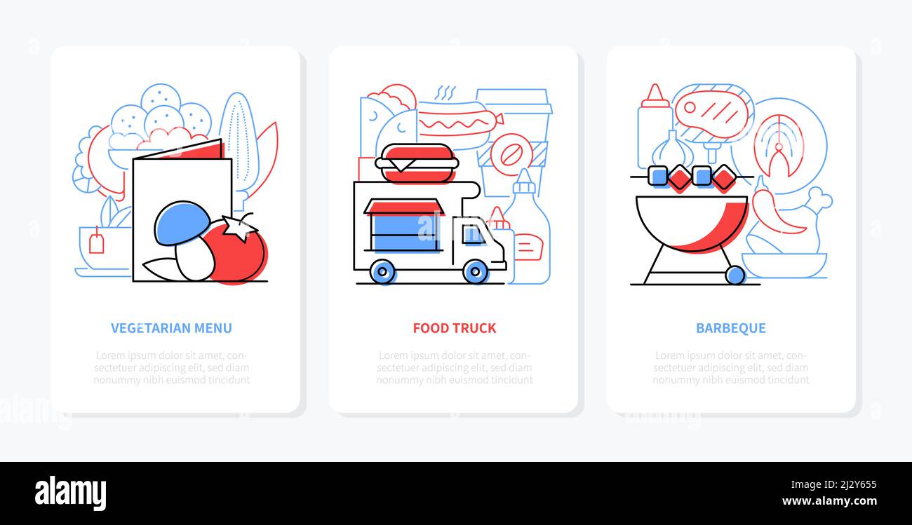 Food and menu - line design style banners set Stock Vector Image & Art ...