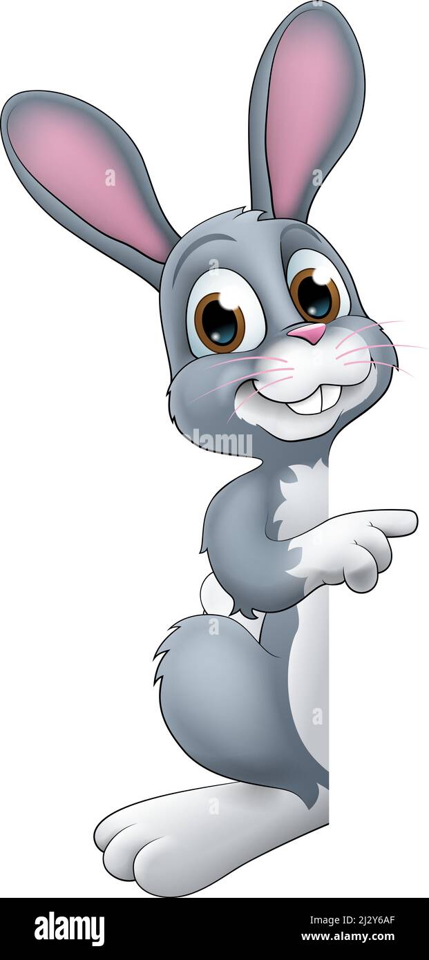 Easter Bunny Rabbit Cartoon Character Peeking Sign Stock Vector Image ...