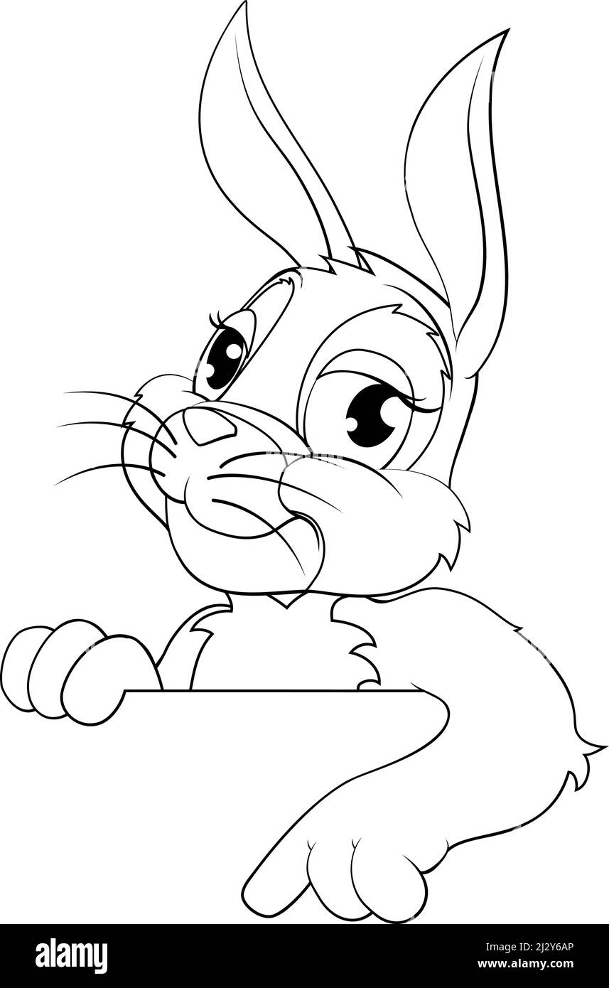 Easter Bunny Rabbit Cartoon Character Peeking Sign Stock Vector Image ...