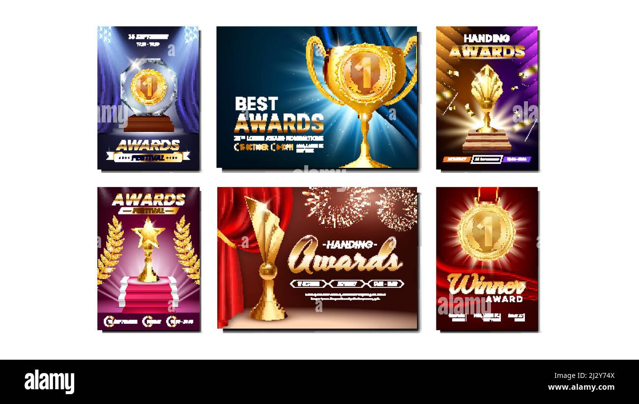Award Creative Promotional Posters Set Vector Stock Vector Image & Art ...