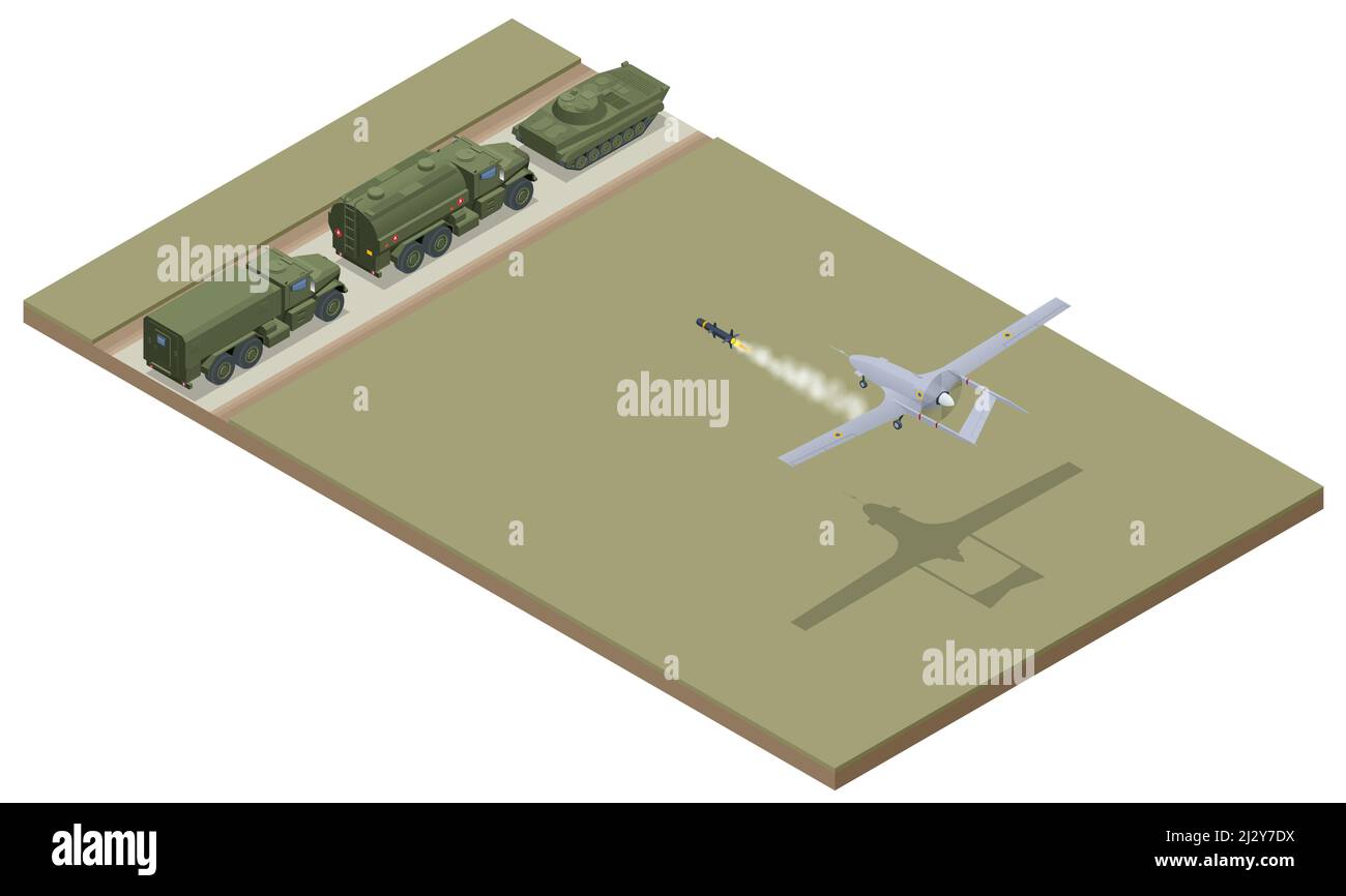 Isometric Unmanned combat aerial vehicle. Medium-altitude long ...
