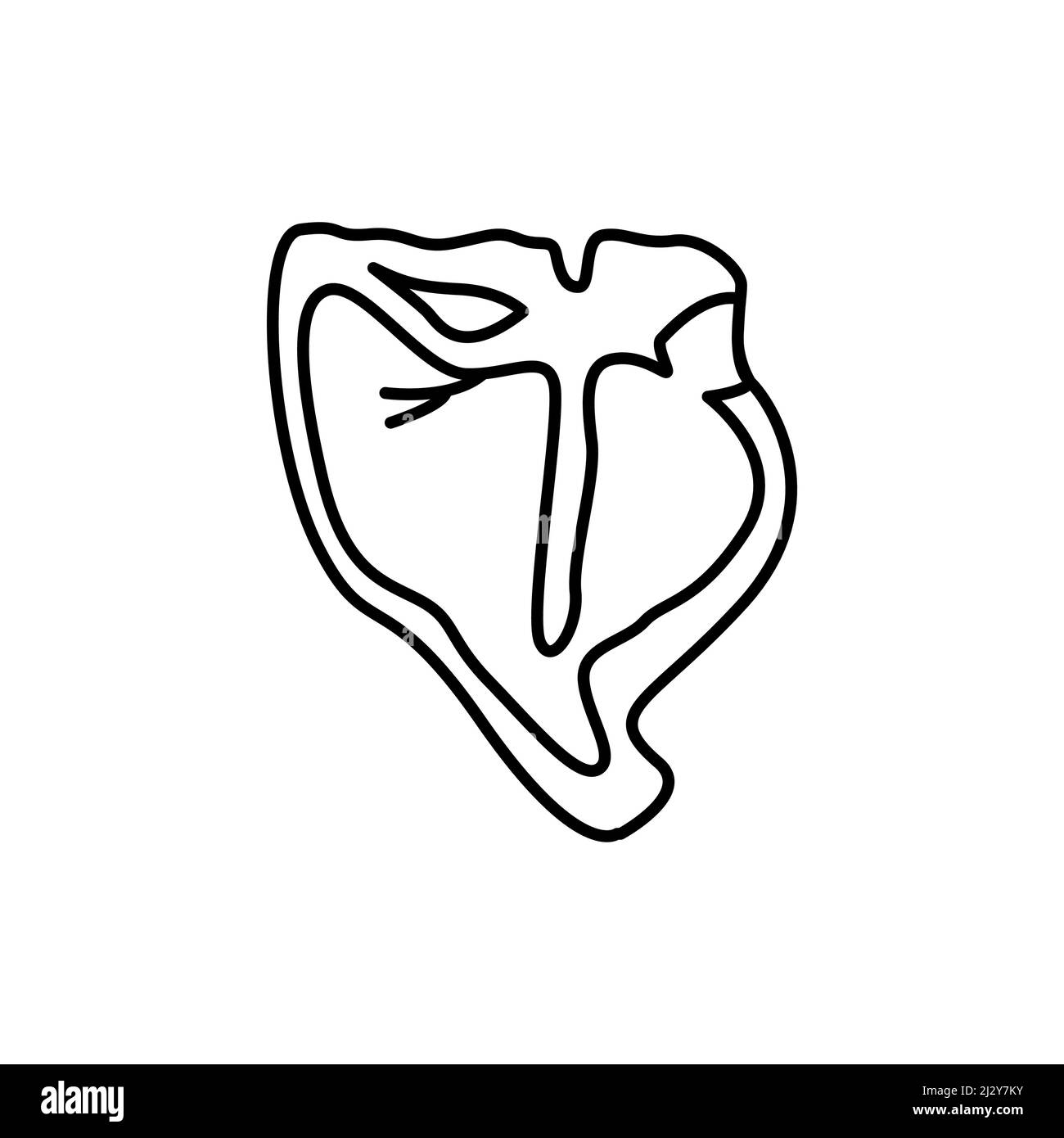 Steak beef porterhouse color line icon. Cutting meat. Pictogram for web ...