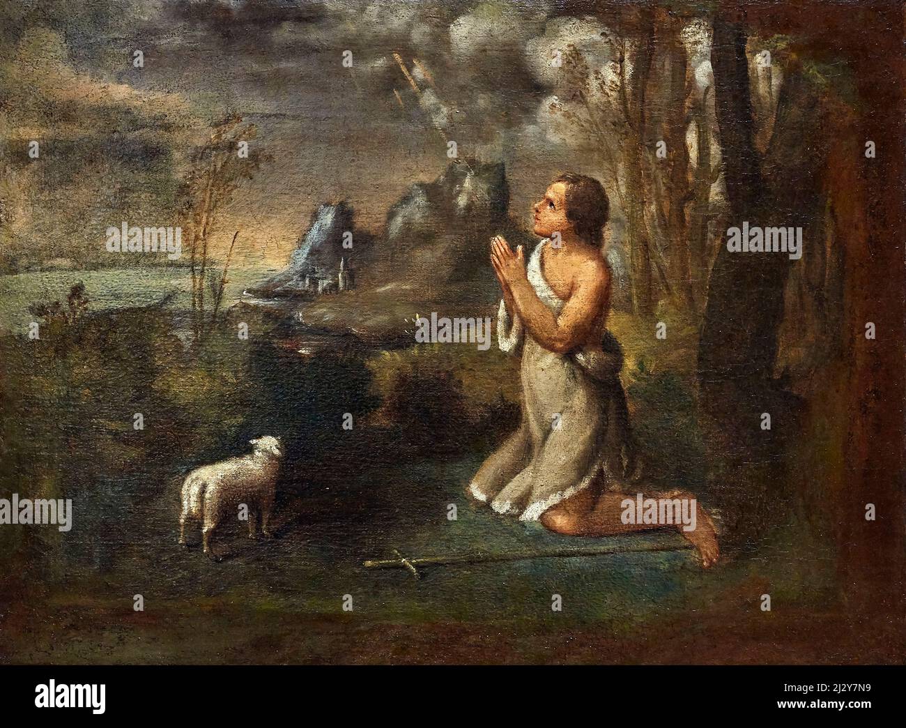 St. John the Baptist in the desert - oil on canvas - Giuseppe Caletti ...