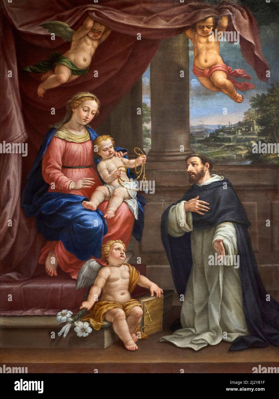 St. Domenico and the Virgin of the Rosary - oil on canvas- Francesco ...