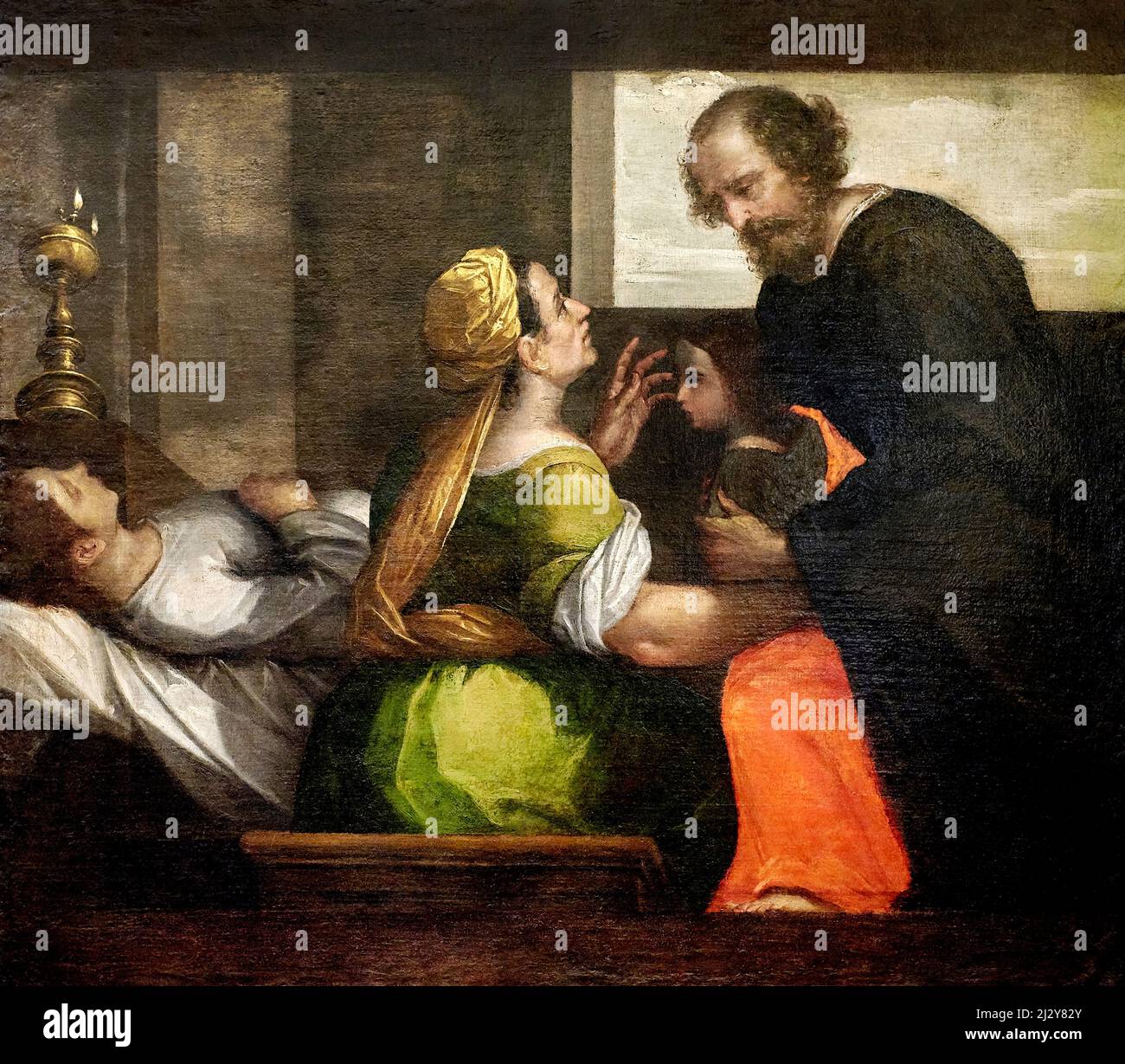 St. Girolamo Emiliani receives an orphan - oil on canvas - Ippolito ...