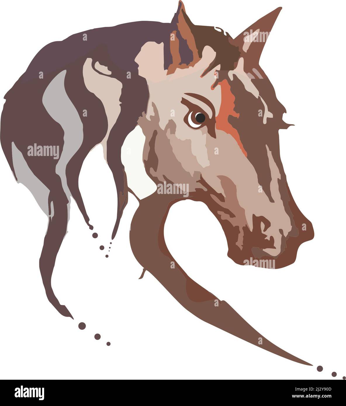 Horse head symbol on a white backdrop for emblems or prints. Brown-gray ...