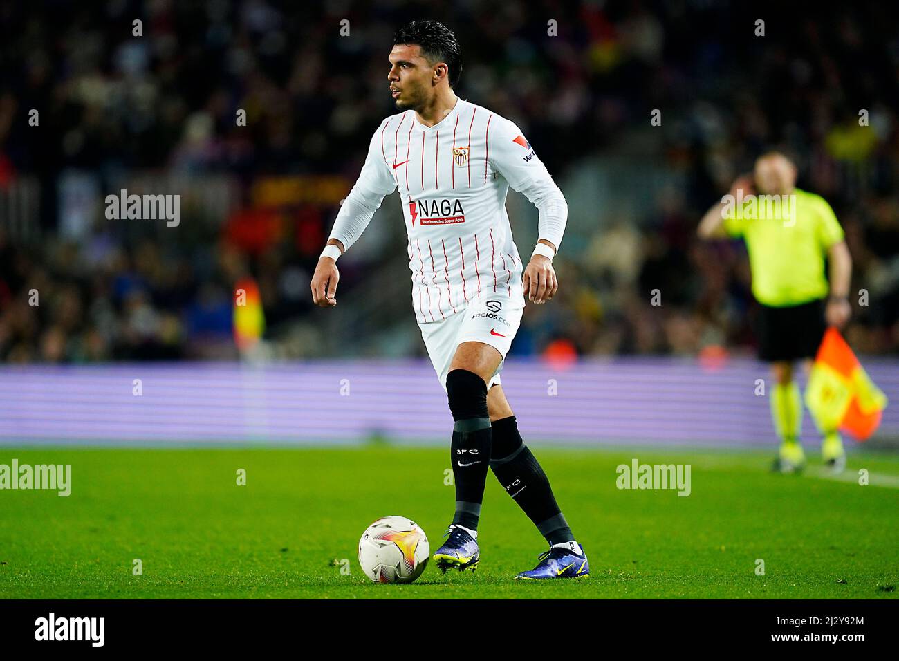 Karim Rekik of Sevilla FC during the La Liga match between FC Barcelona ...