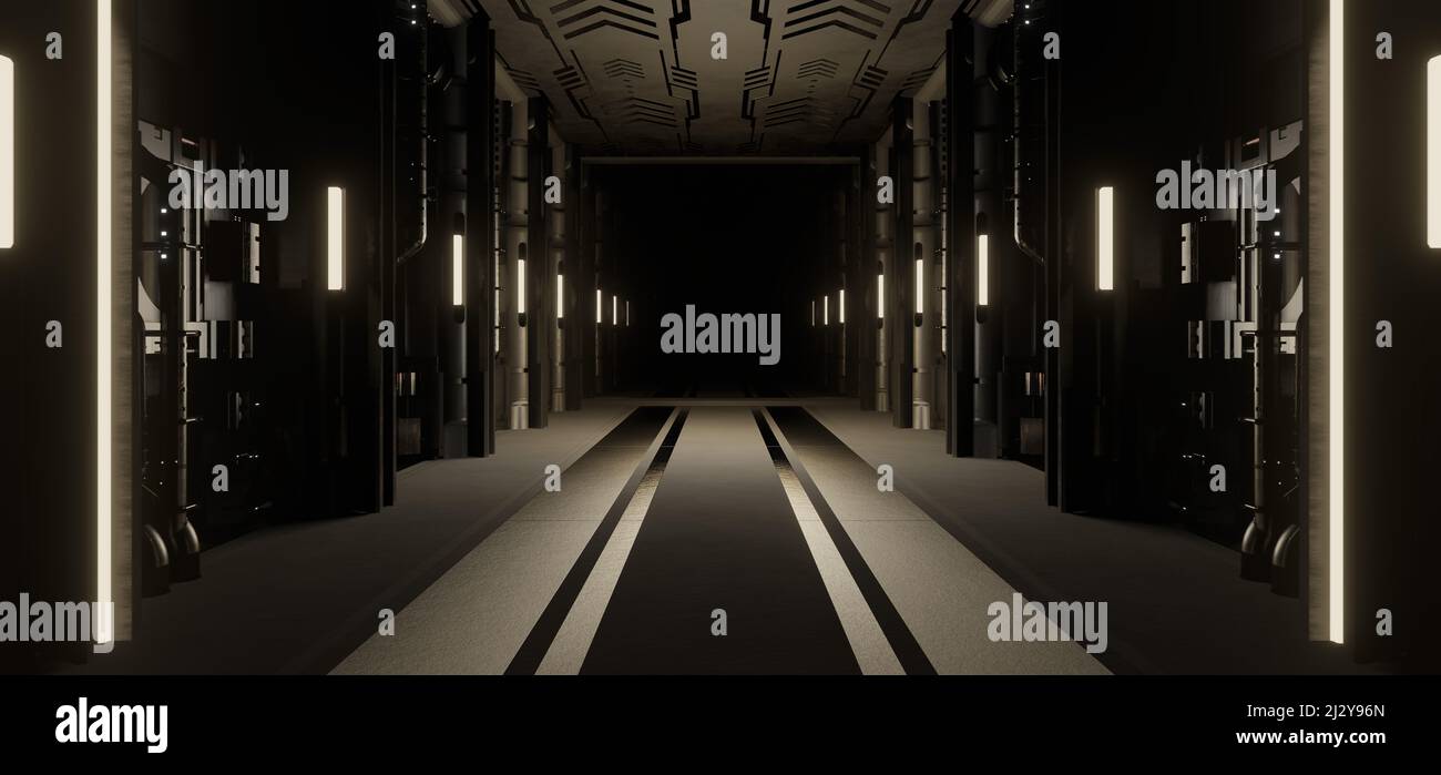 Alien SciFi Empty Hallway Corridor Room Garage Studio Dance Glowing ...