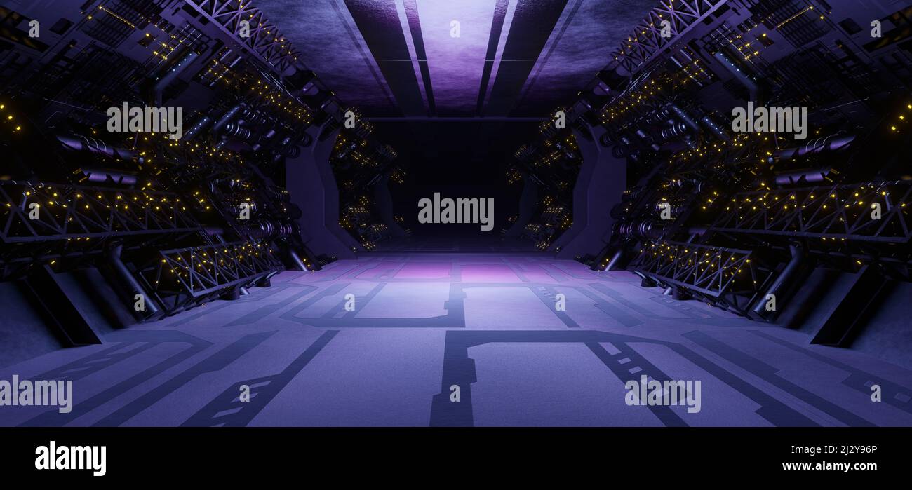 SciFi Fantasy Empty Hallway Corridor Room Garage Studio Dance Glowing ...