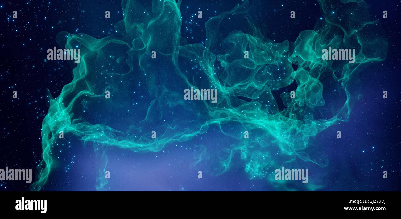 Fantasy Space Background With Nebula And Stars flashy Blue Turquoise ...