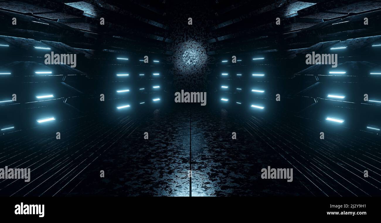 SciFi Fantasy Showroom Studio Lighted Purple Background 3D Illustration ...