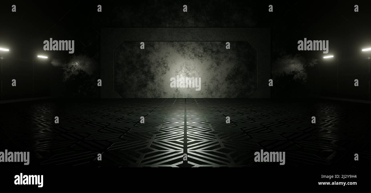 Space Age Alien Room Neon Lighted Light Grey Colors Presentation ...