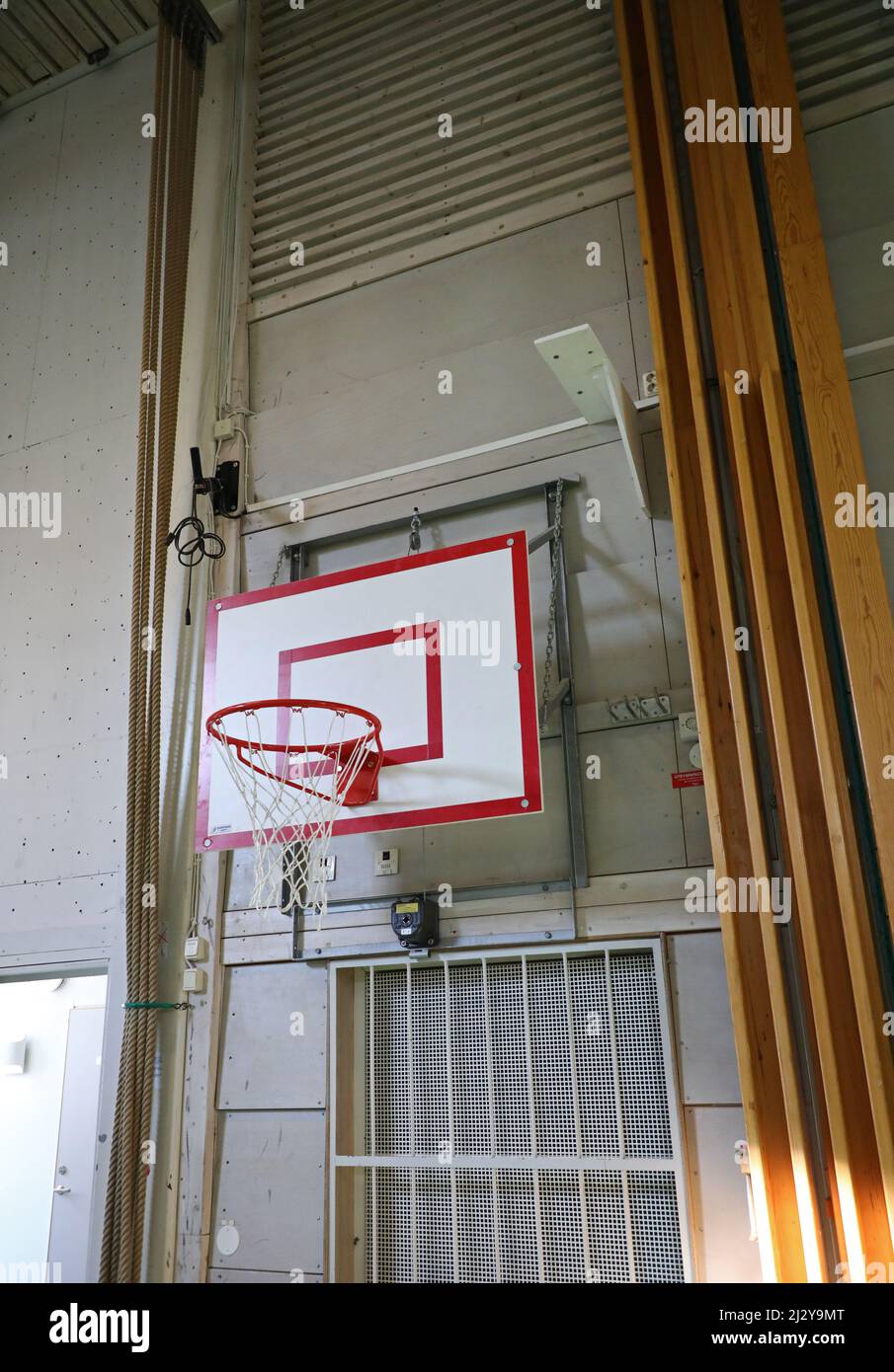 Students from a school during a sports lesson in a sports hall. Here is ...