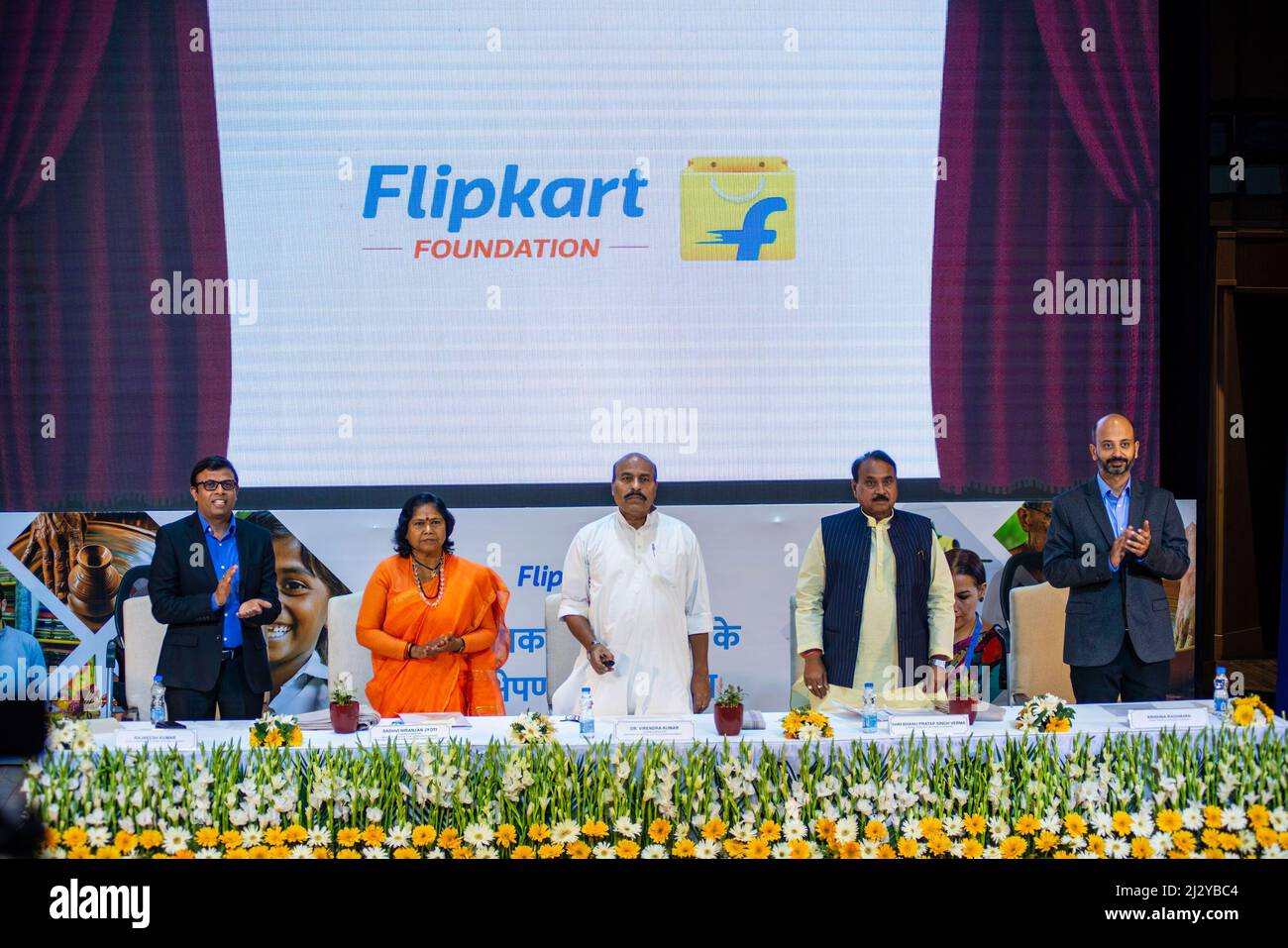 (L-R) Rajneesh Kumar, Sadhvi Niranjan Jyoti, Dr. Virendra Kumar, Bhanu ...