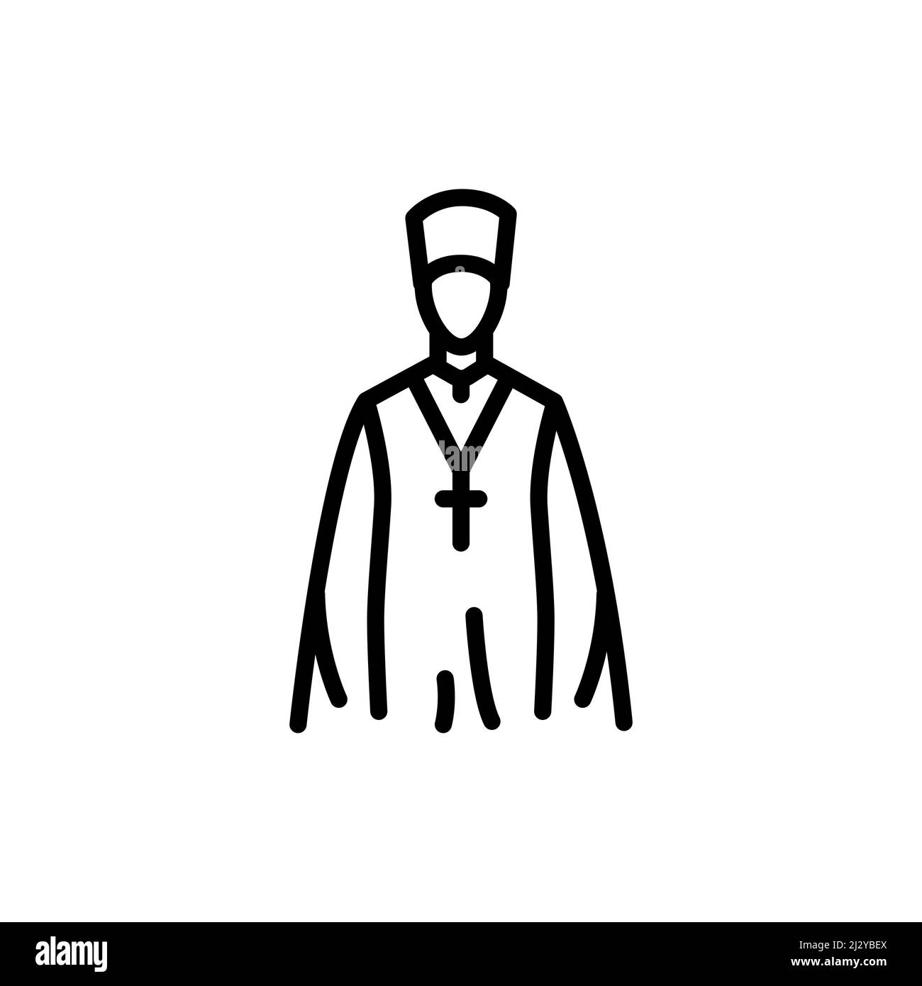 Male priest line color icon. Isolated vector element. Outline pictogram ...