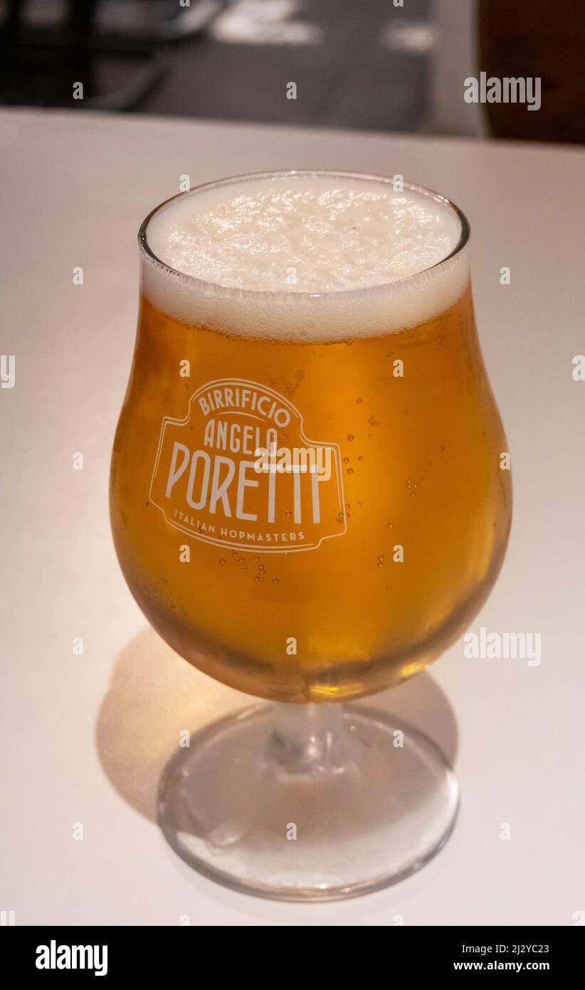 A frosty pint of Poretti Italian lager Stock Photo - Alamy