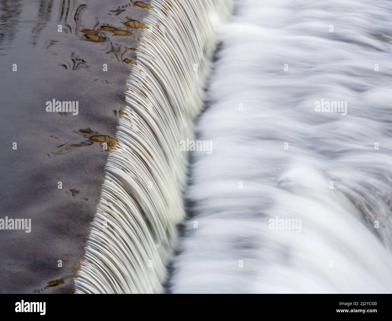 A small flat cascade in a calm river. Water background Stock Photo - Alamy