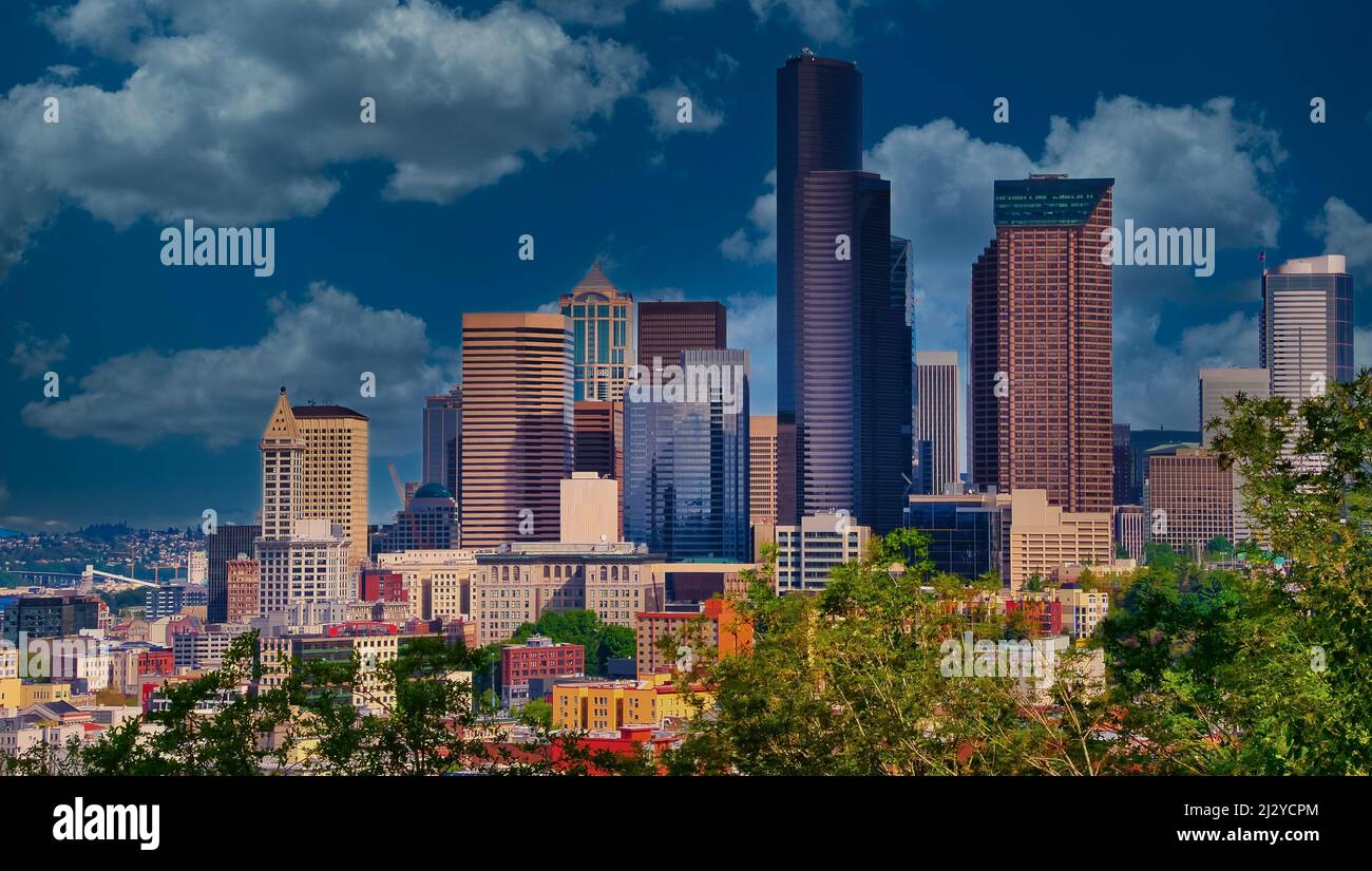 A scenic view of the Downtown Seattle from the Beacon Hill neighborhood ...
