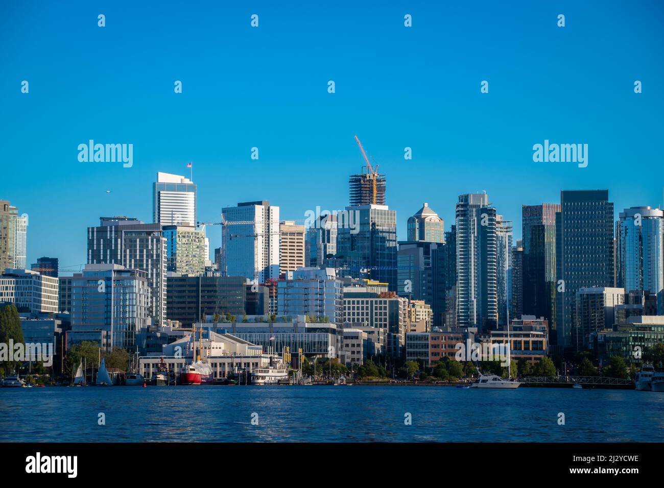 A scenic view of Downtown Seattle skyline from South Lake Union on ...