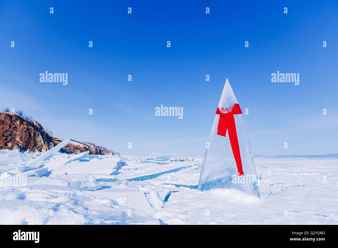 Winter landscape ice of Lake Baikal Siberian Stock Photo - Alamy