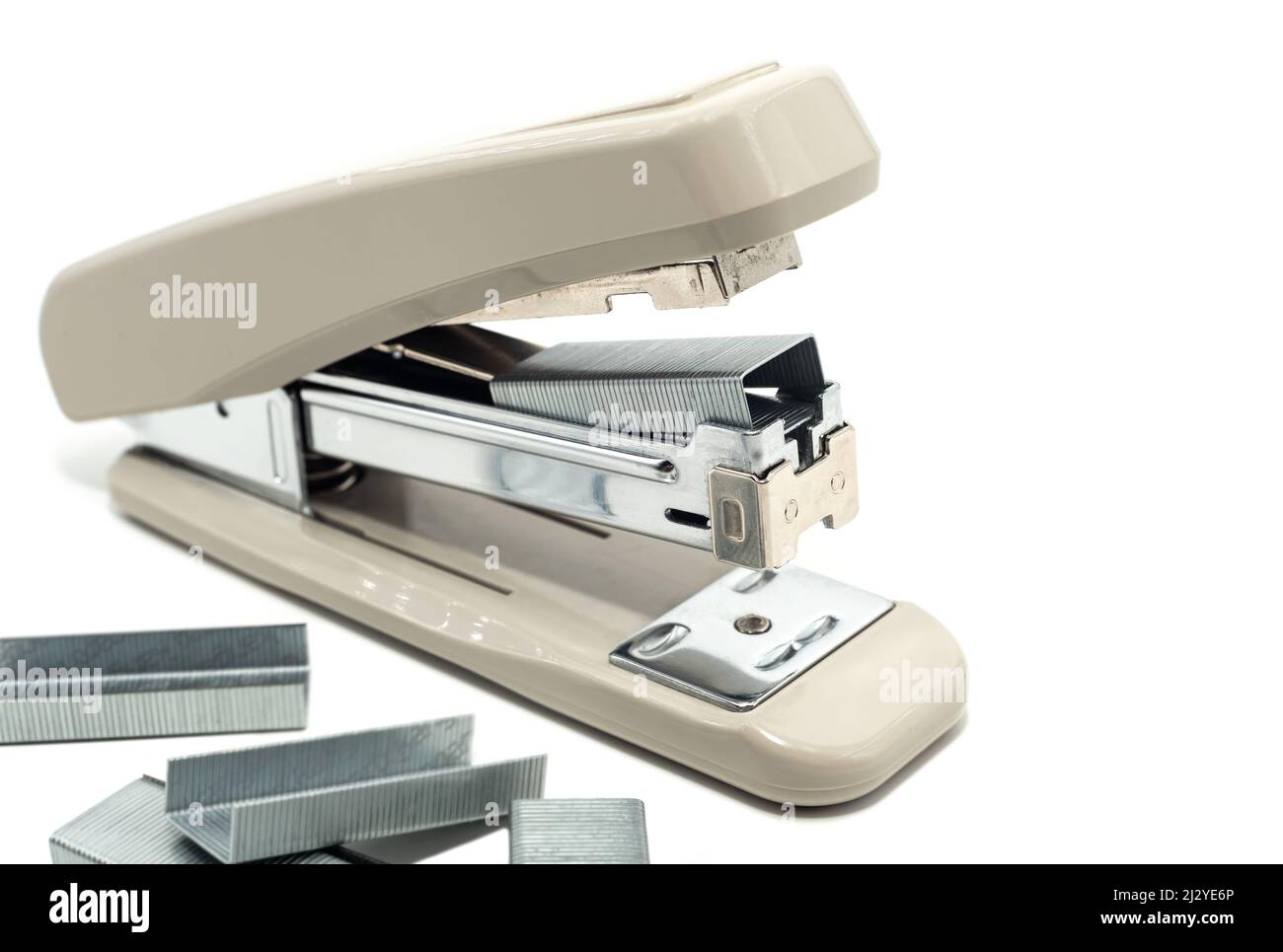 Stapler with staples on a white background. Gray Stapler Isolate Stock ...