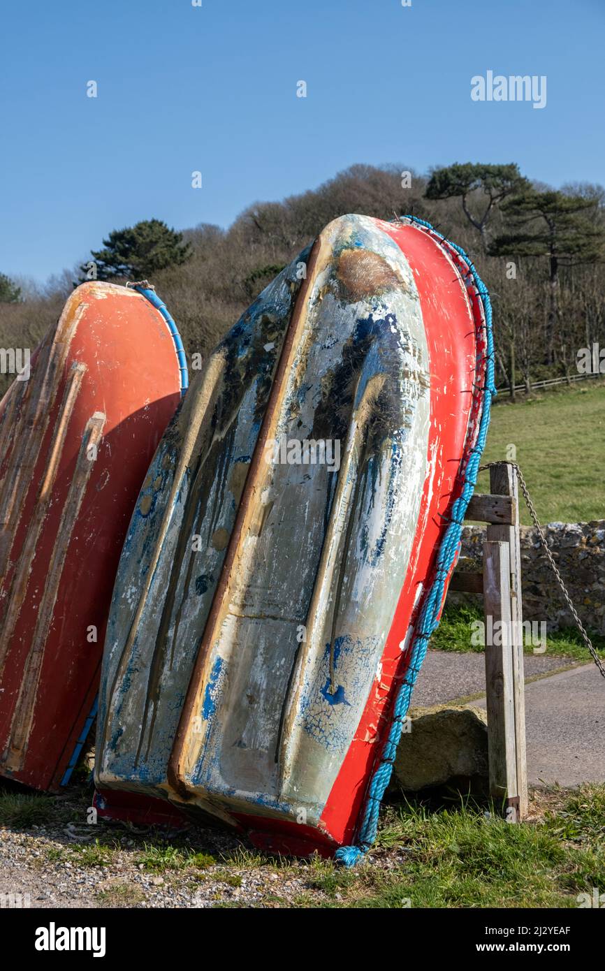 Boats in Axmouth harbour. Seaton, Devon, UK (Mar22 Stock Photo - Alamy