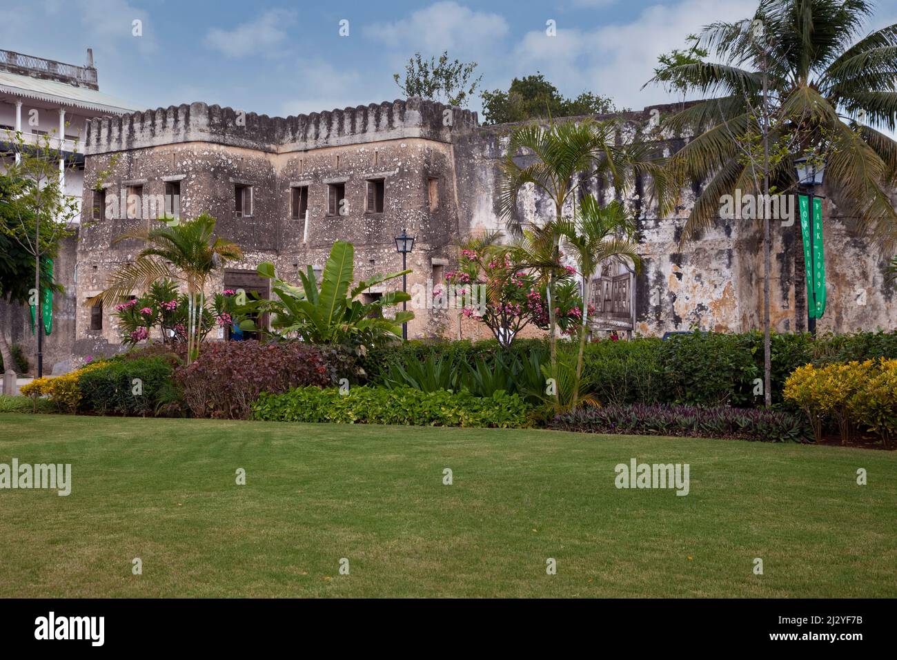 Stone Town, Zanzibar, Tanzania. Arab Fort, from Forodhani Gardens. 18th ...
