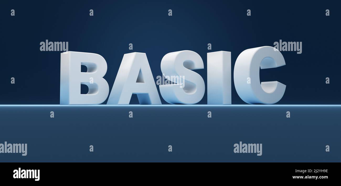 The word basic on blue background. 3D render Stock Photo - Alamy