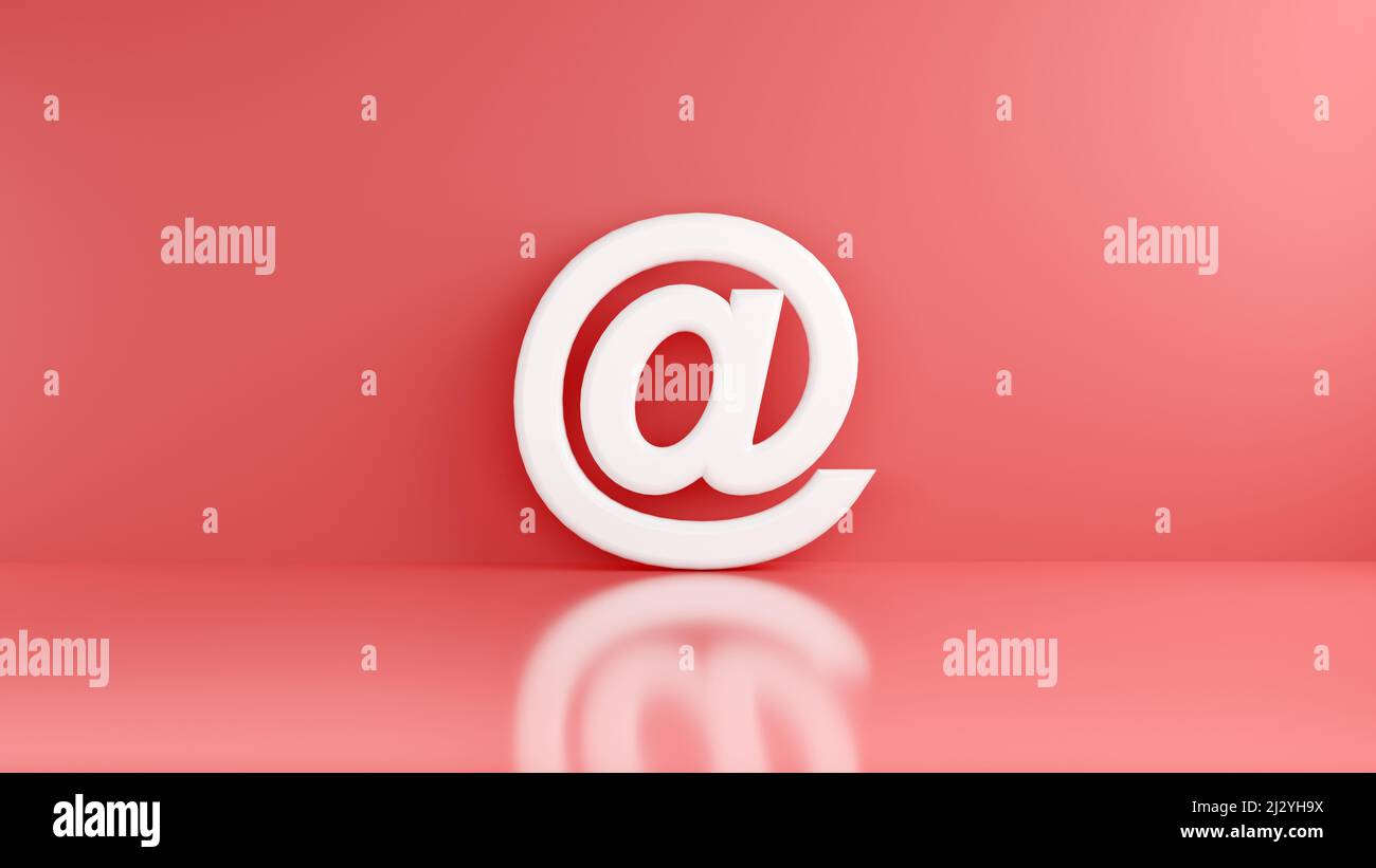 Email at symbol or icon on pink background. Communication concept. 3D ...