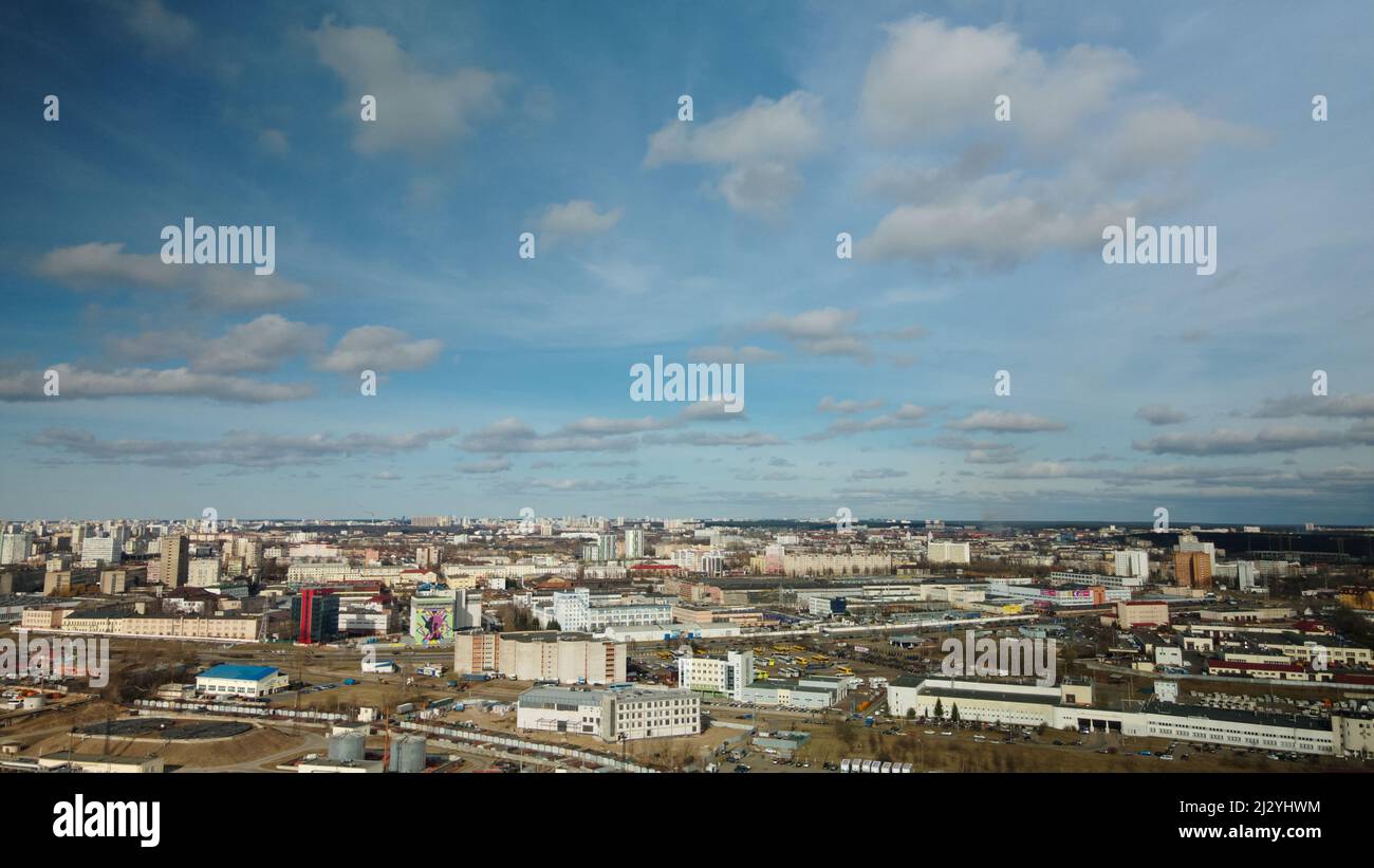 Mixed urban development. Industrial and residential area. Water city ...