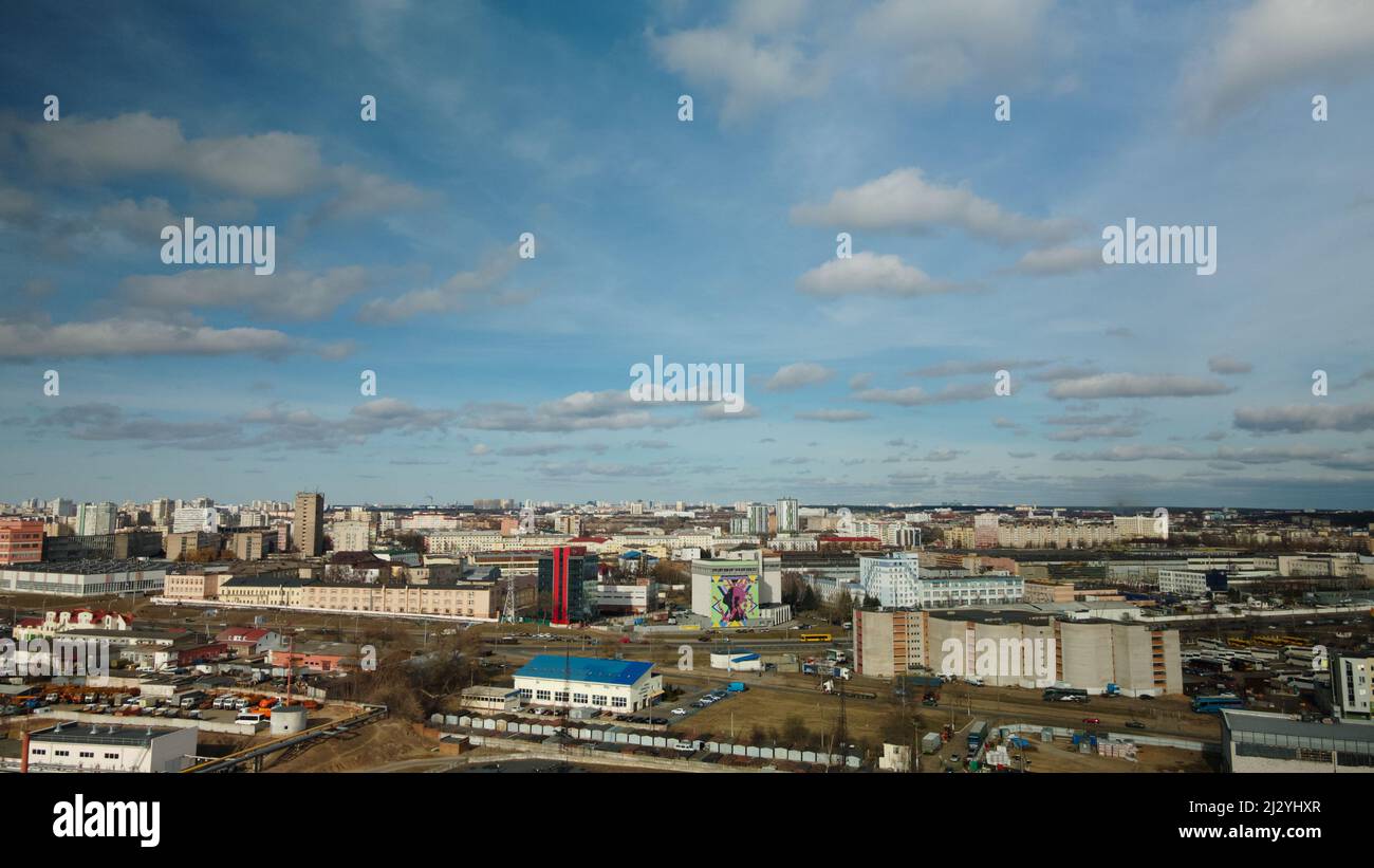Mixed urban development. Industrial and residential area. Water city ...