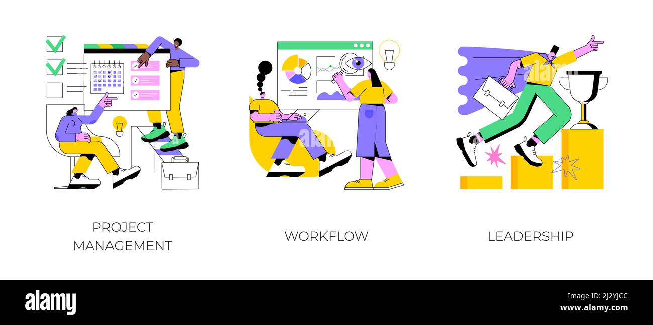 Business management abstract concept vector illustration set. Project ...