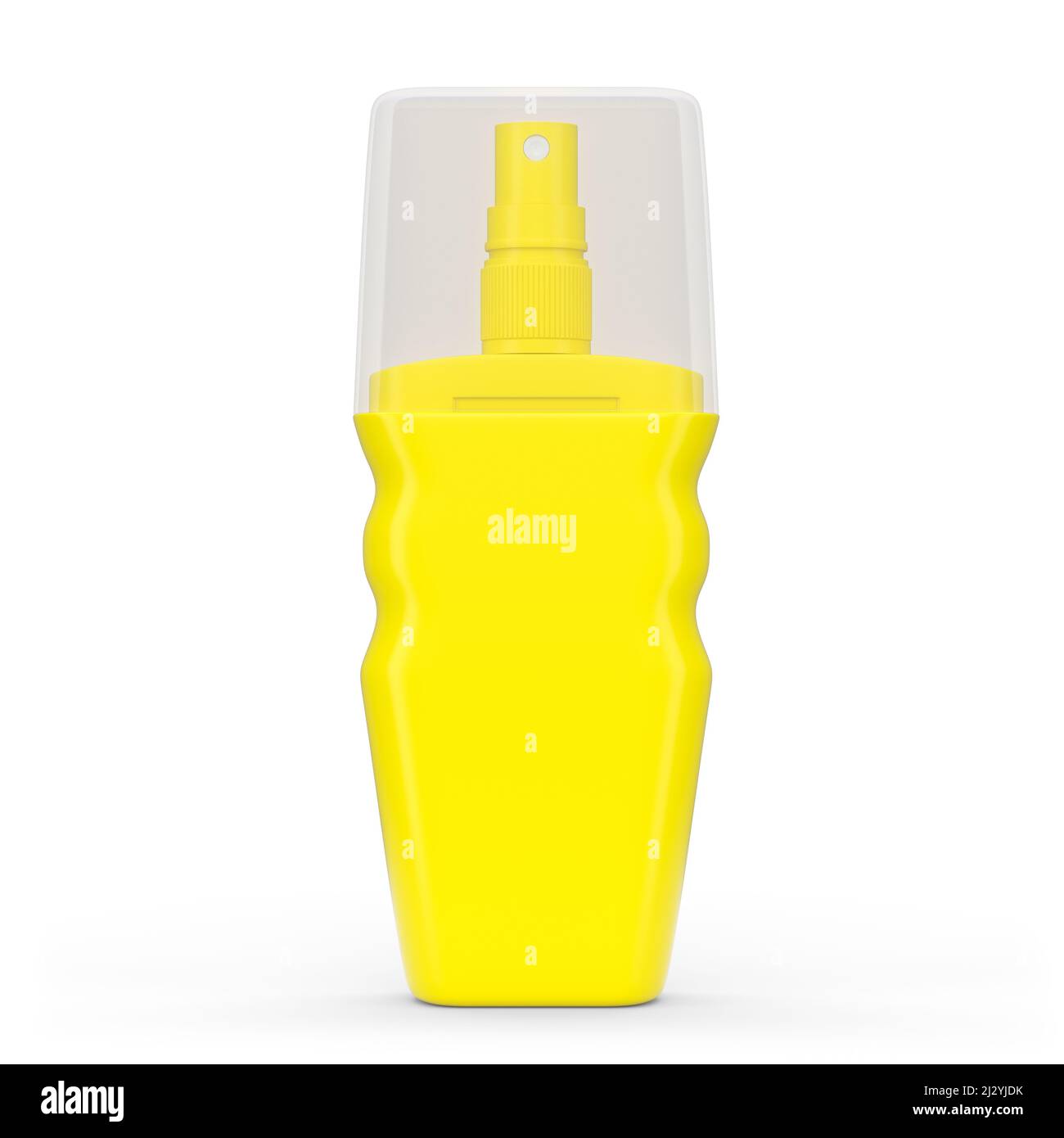 Yellow sunscreens bottle or sunblock cream tube isolated on white ...