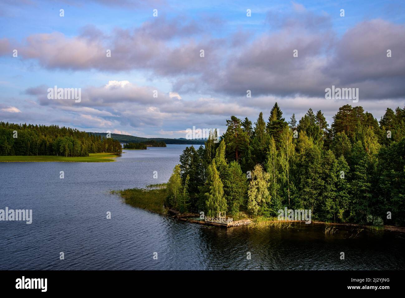 Evening mood at the lake, Finnish Lake District, Finland Stock Photo ...