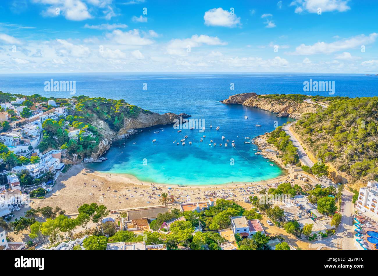Aerial view of Cala Vadella, Ibiza islands, Spain Stock Photo - Alamy