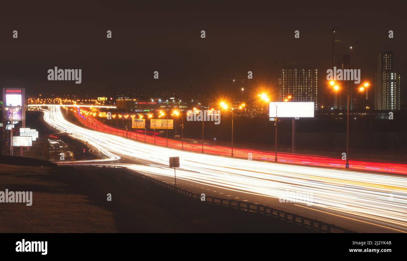 A beautiful night view of a traffic road with long exposure Stock Photo ...