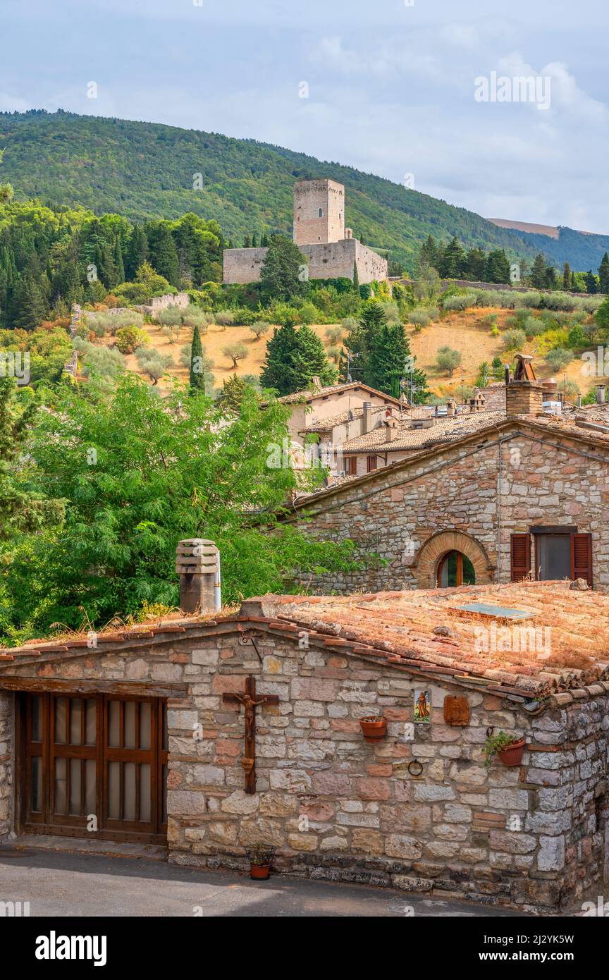 View to Rocca Minore Castle in Assisi, Perugia Province, Umbria, Italy ...